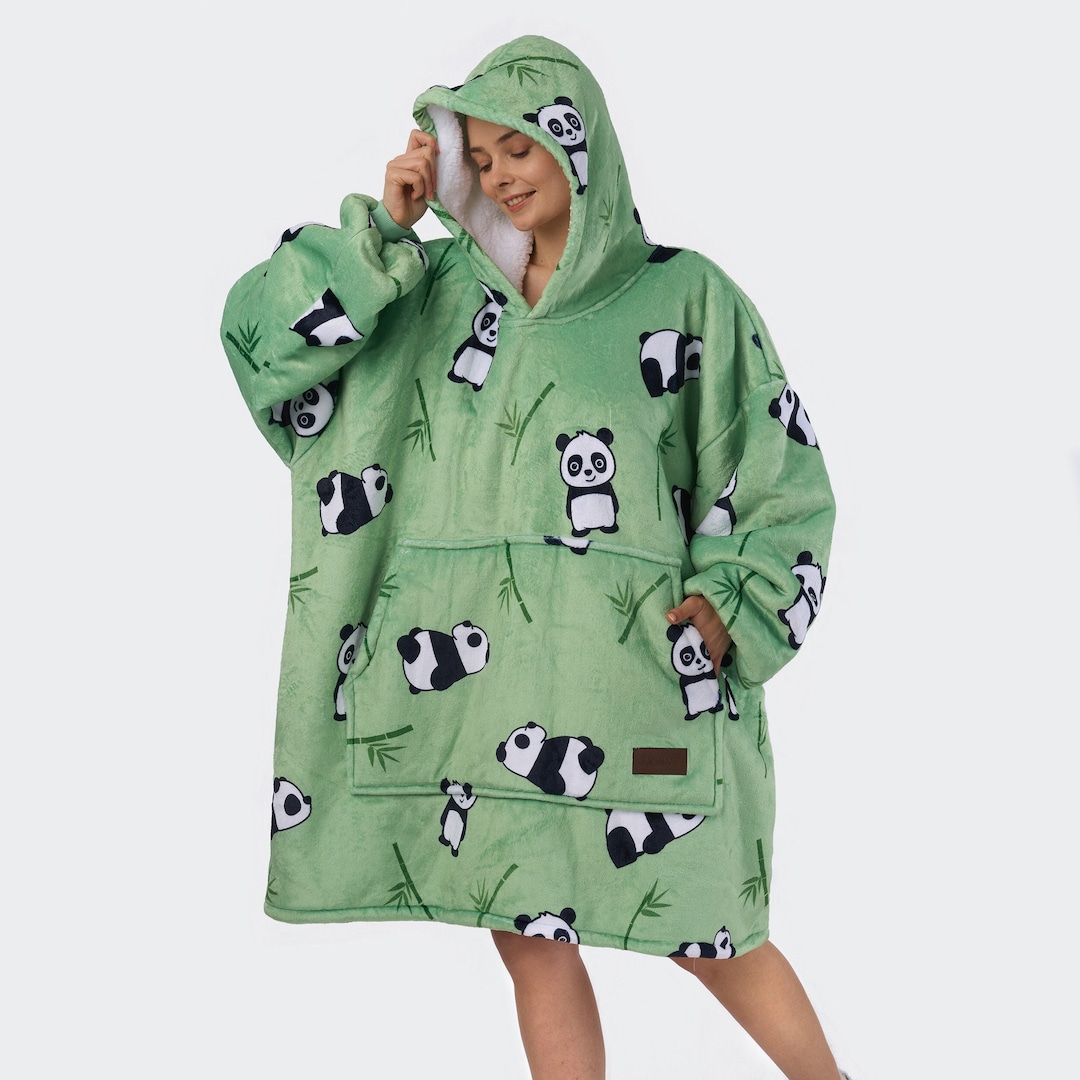 OVERSIZE HOODIE BLANKET, Panda Fleece Pullover, Giant Hoodie, Panda ...