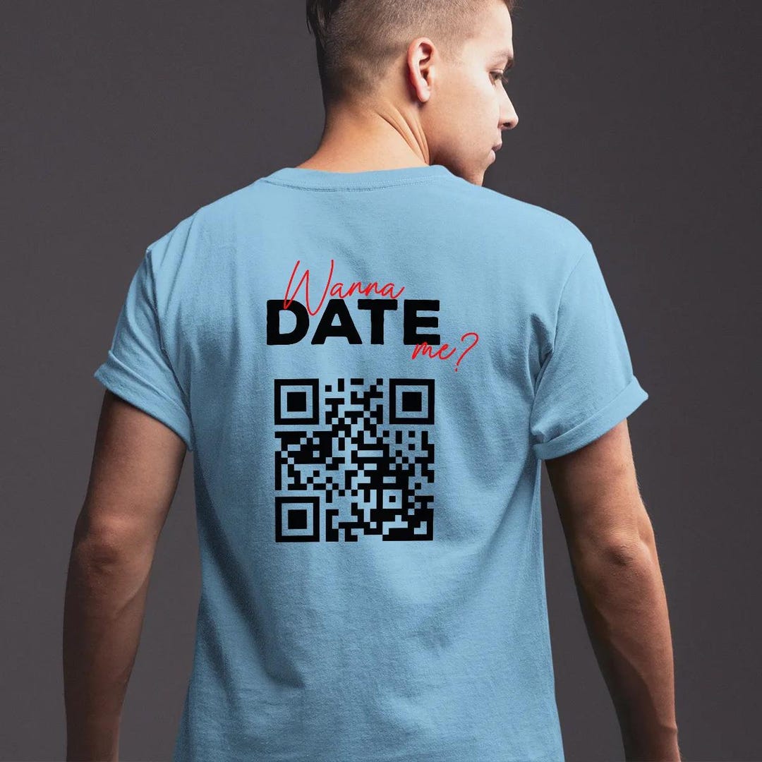 Wanna Date Me QR-Code-T-Shirt, personalisiertes qr-Code-Shirt, QR ...