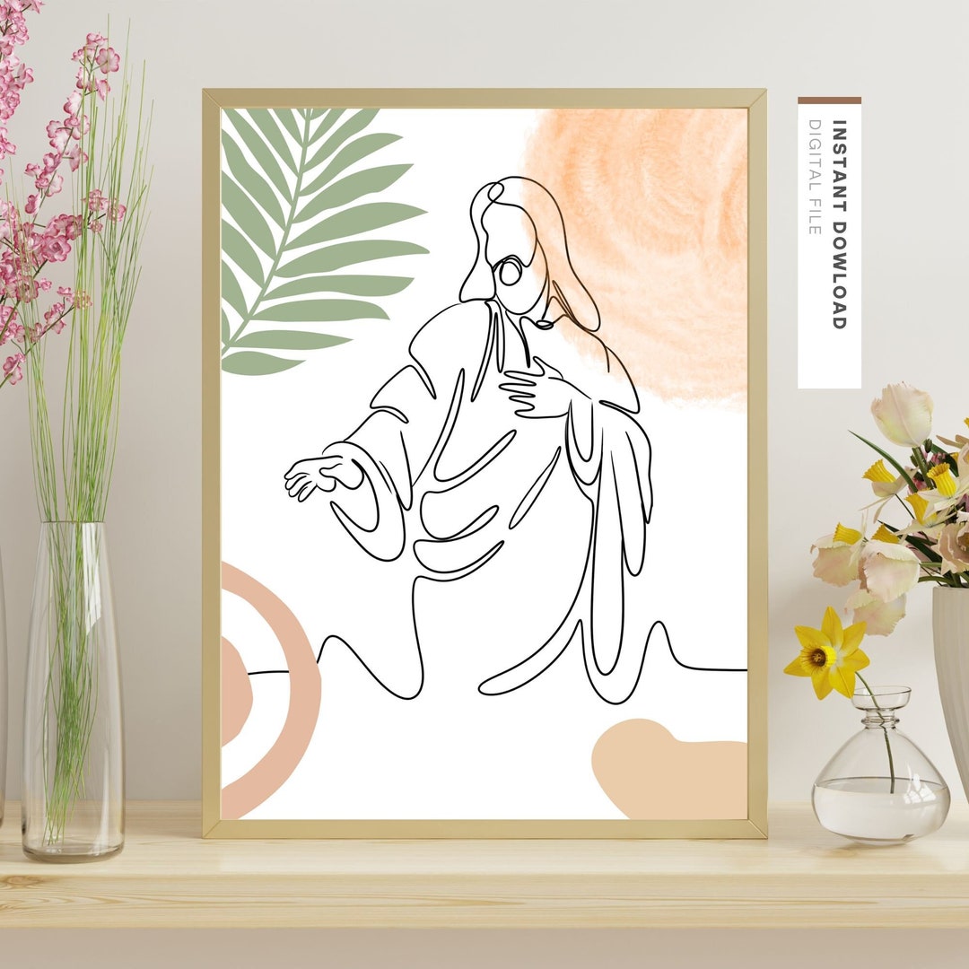 Christian Boho Art Jesus Boho Printable Modern Jesus - Etsy
