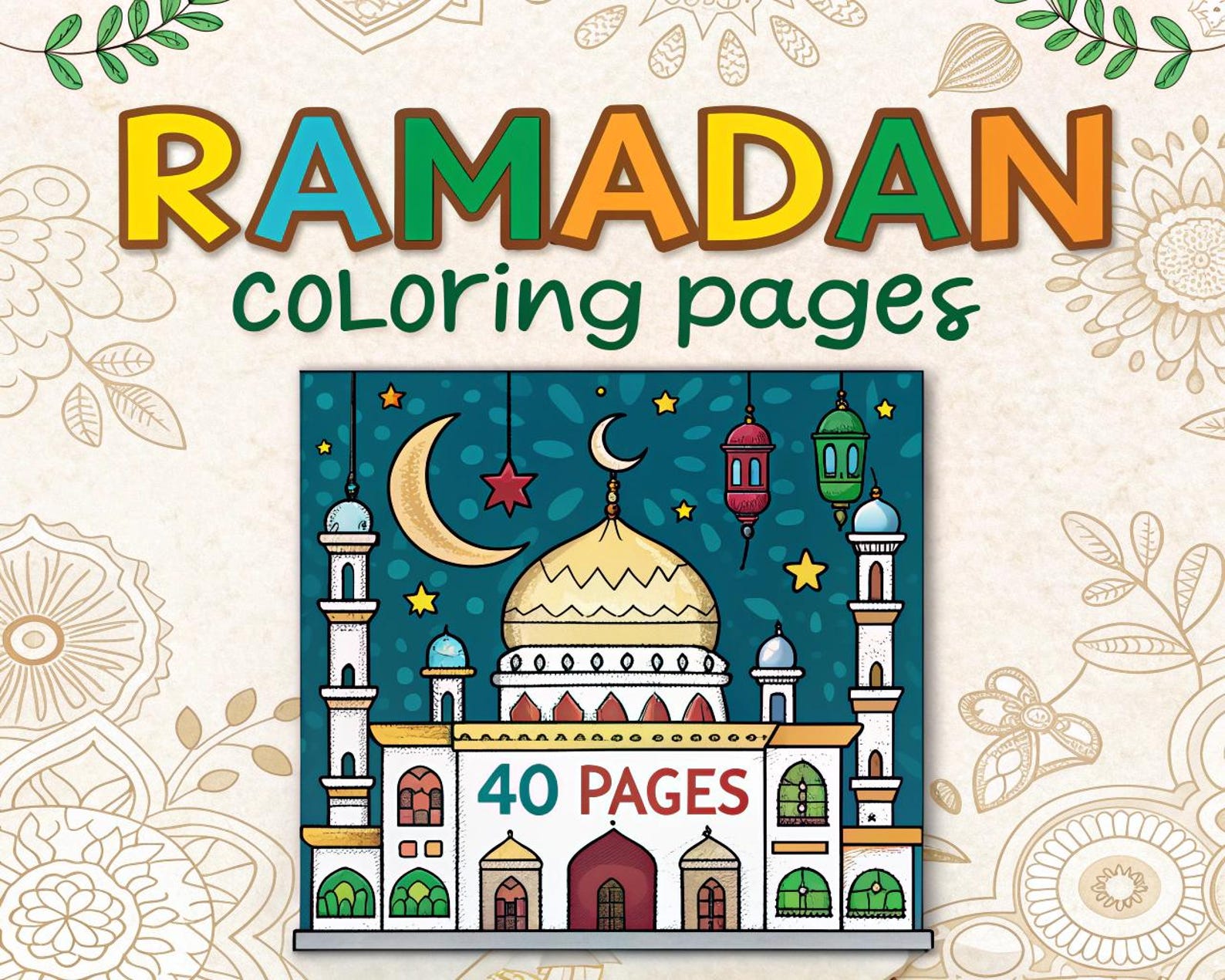 40 Ramadan Theme Printable Colouring Sheets, Instant Download, 40 X ...
