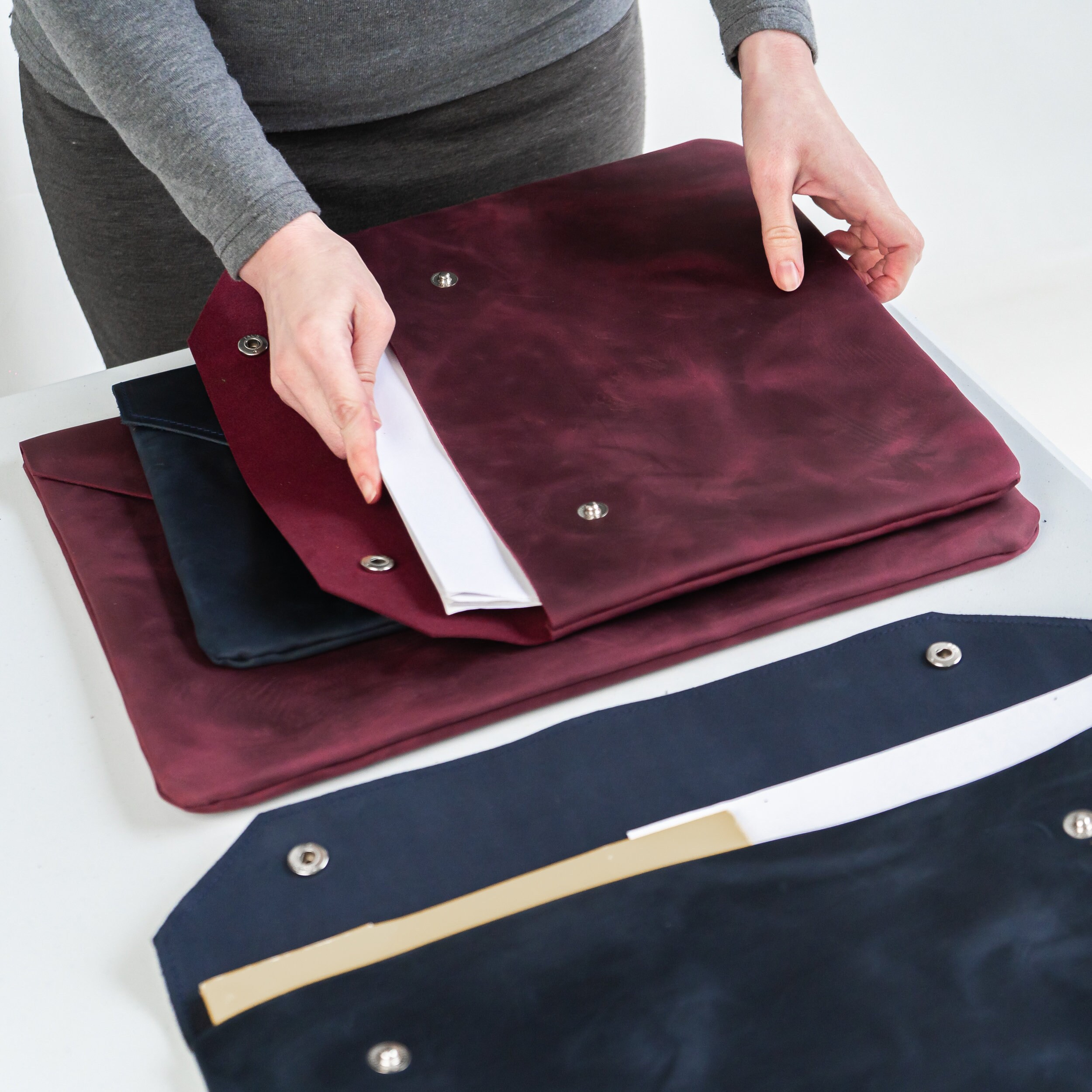 Leather Folder Paper Organizer Custom Leather Folder Leather - Etsy