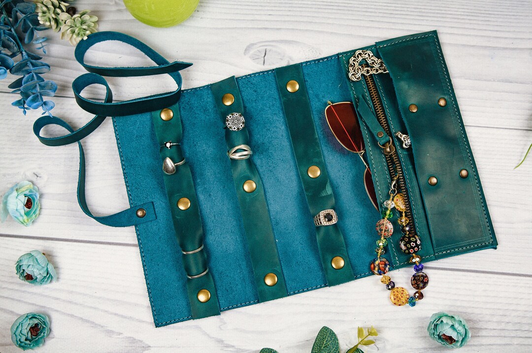 Leather Jewelry Roll Personalized, Custom Jewelry Roll, Travel Jewelry ...