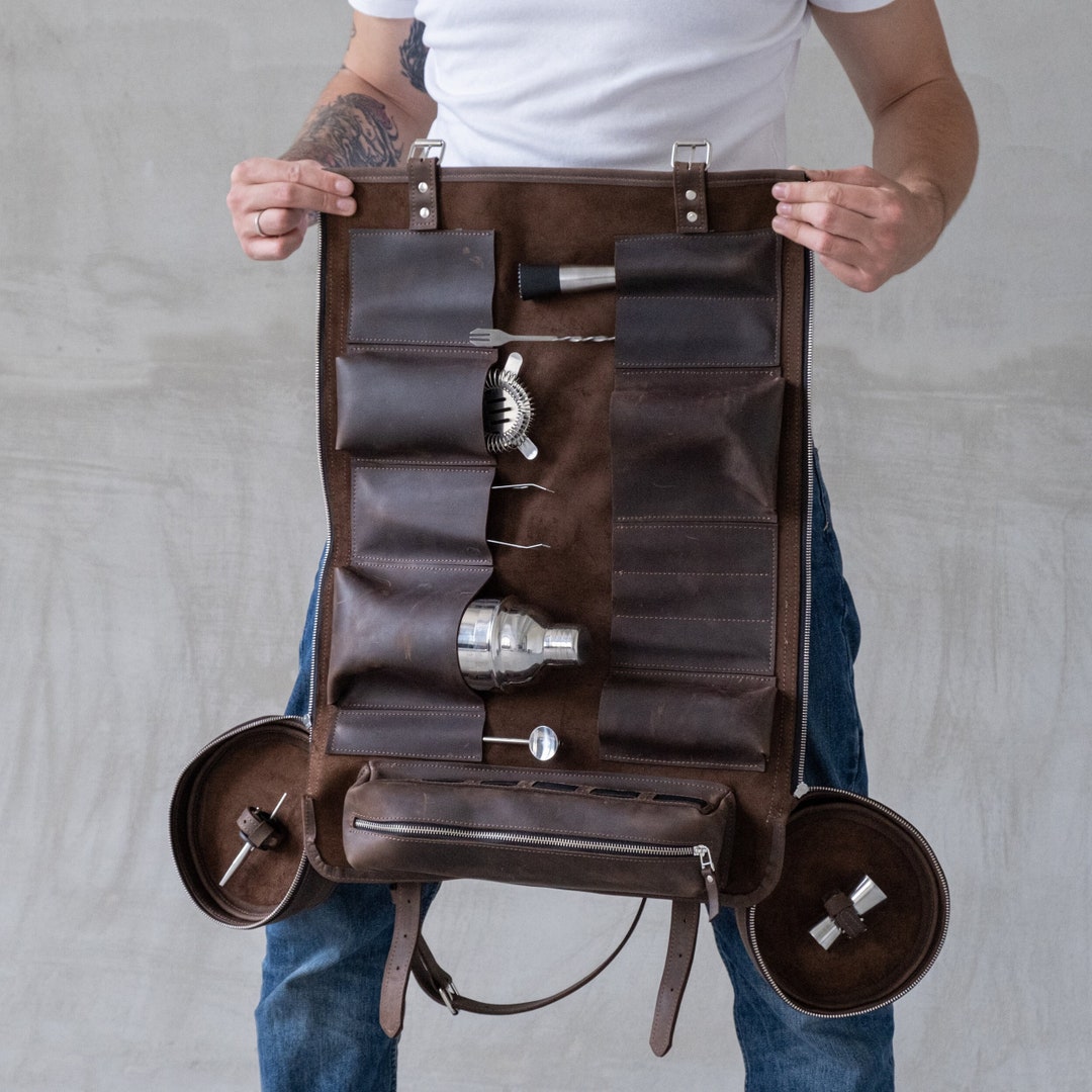 Leather Bartender Bag, Leather Bartender Roll, Leather Bartender Tool ...