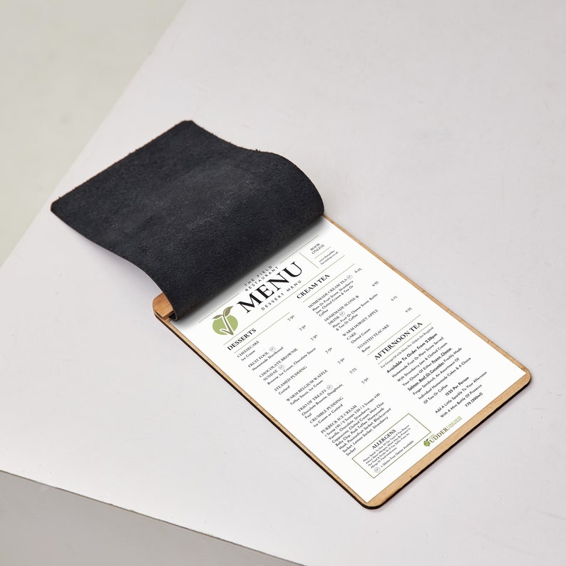 Restaurant Menu Holder Wooden Menu Holder With Leather Cover - Etsy