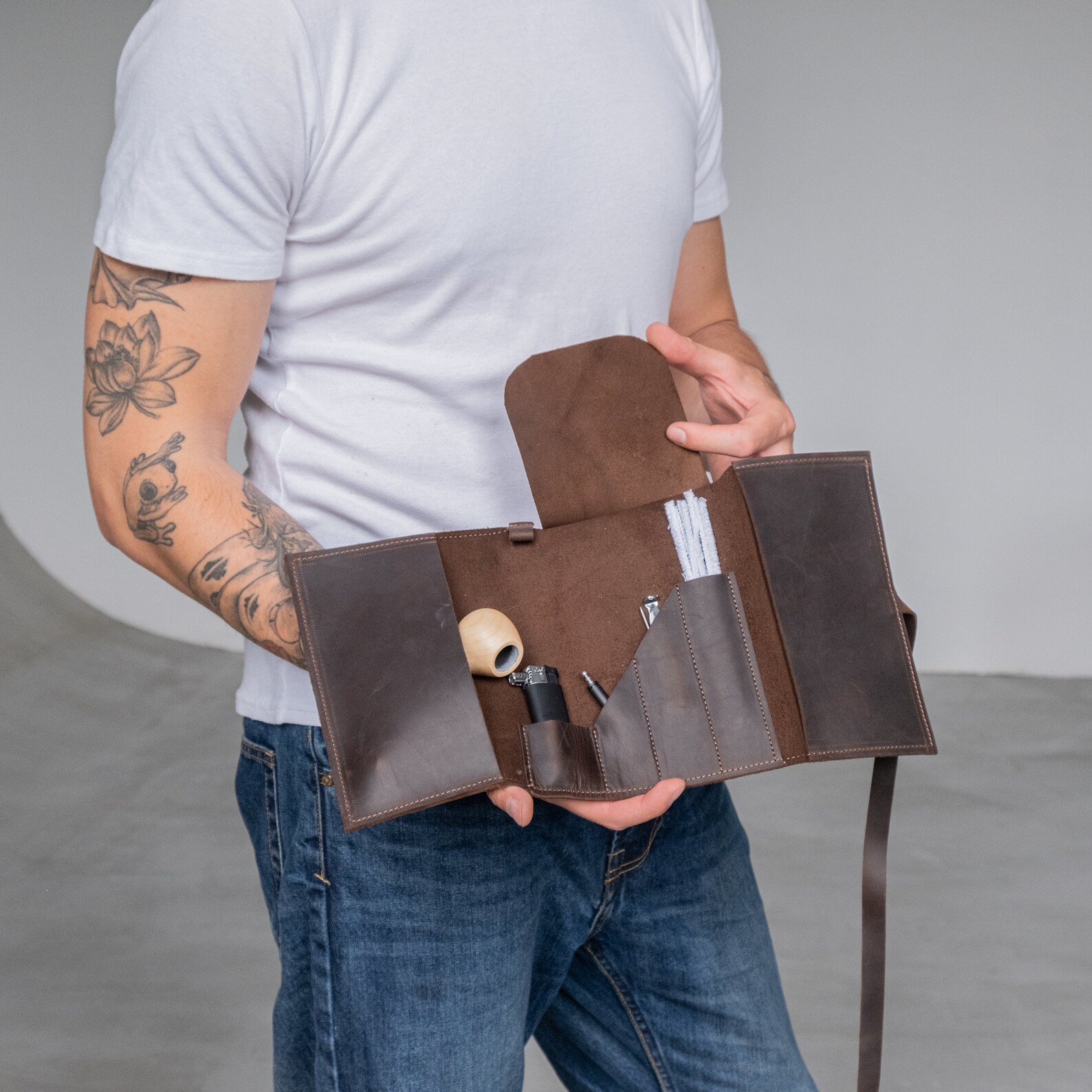 Custom Pipes Roll, Handmade Pipes Case, Leather Tobacco Pouch, Leather ...