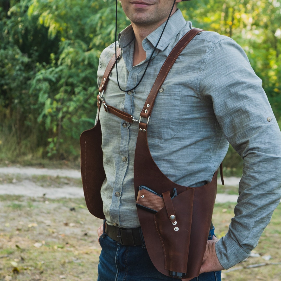 Chest Gun Holster, Leather Shoulder Holsters, Glock 17 Holsters, Glock ...