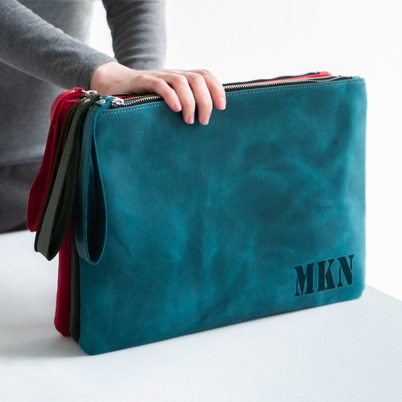 Leather Folder With Zipper, Leather Document Holder A3, Leather ...