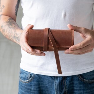 Leather Charger Roll Up, Travel Charger Organizer, Leather Cable ...