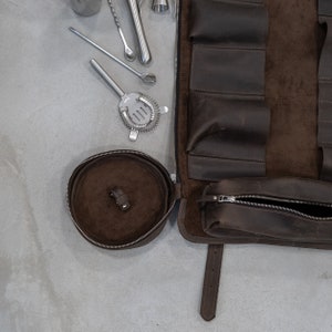 Leather Bartender Roll Bag, Bartender Tools Roll, Travel Bartender Bag ...