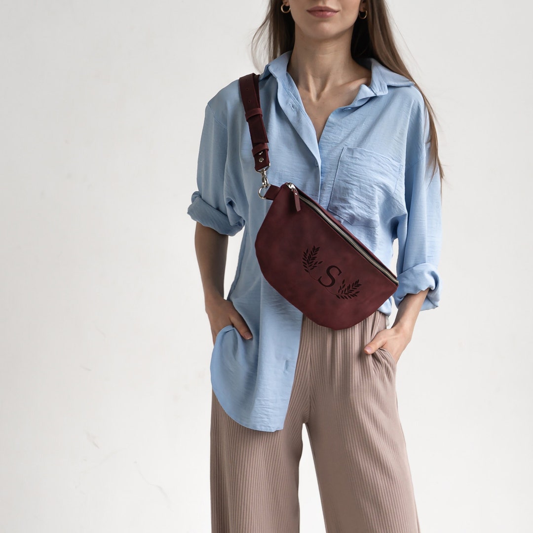 Leather Fanny Pack for Woman, Large Fanny Pack Women, Monogrammed Fanny ...