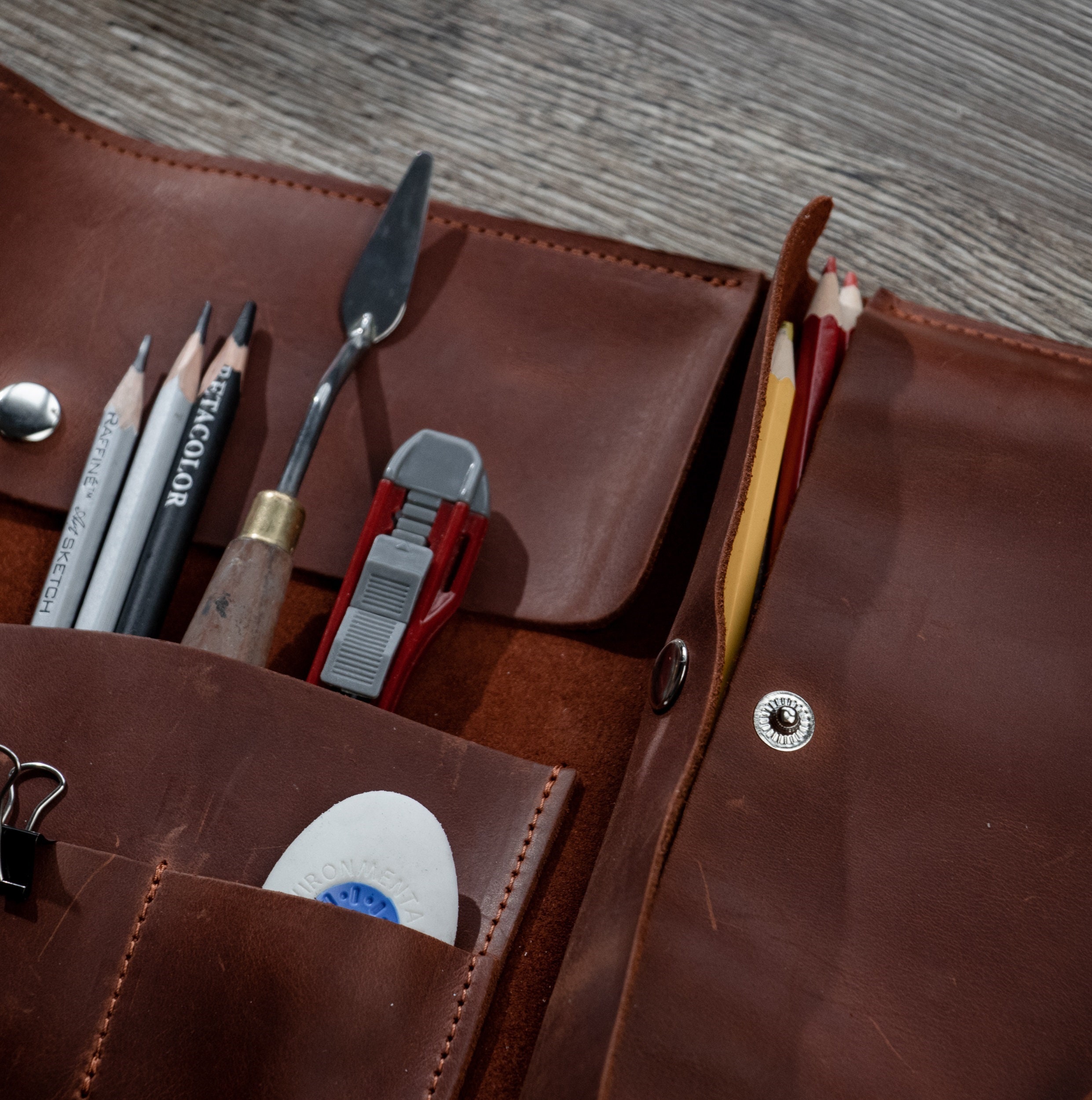 Leather Artist Roll, Artist Pencil Case Roll, Leather Pencil Roll ...