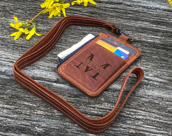 Personalized Id Badge Holder Teacher, Custom Id Badge Holder, Leather ...