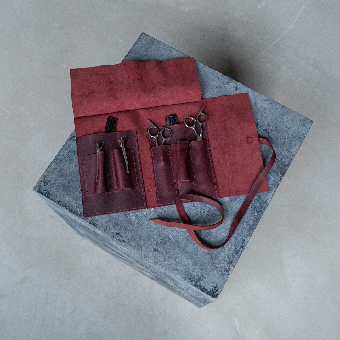 Leather Scissors Case, Leather Barber Bag Roll, Custom Barber Roll ...