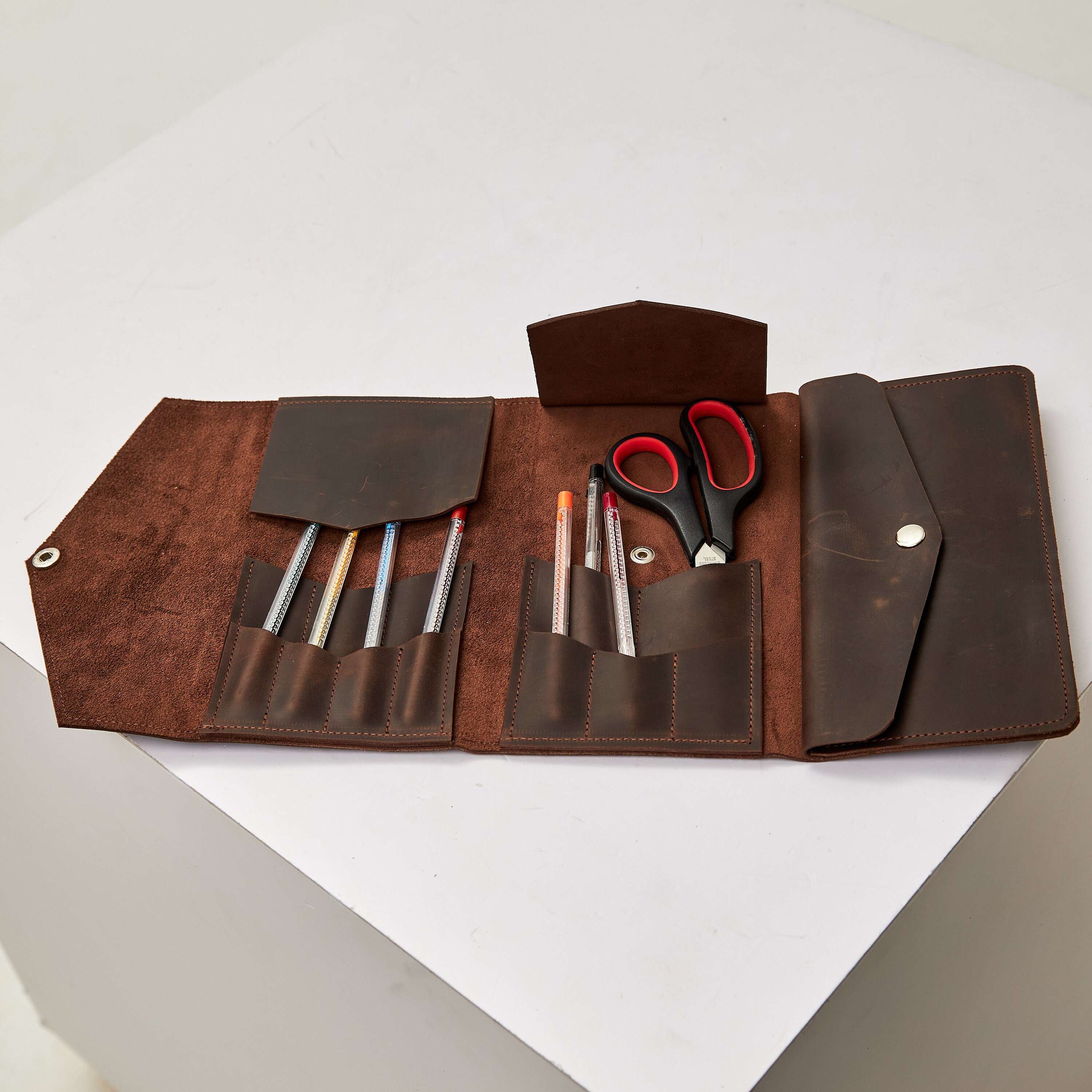 Leather Pencil Roll Case Custom Pencil Case With Name - Etsy UK