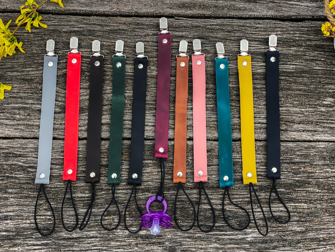 Leather Pacifier Clip With Name, Pacifier Clip Personalized Girl ...