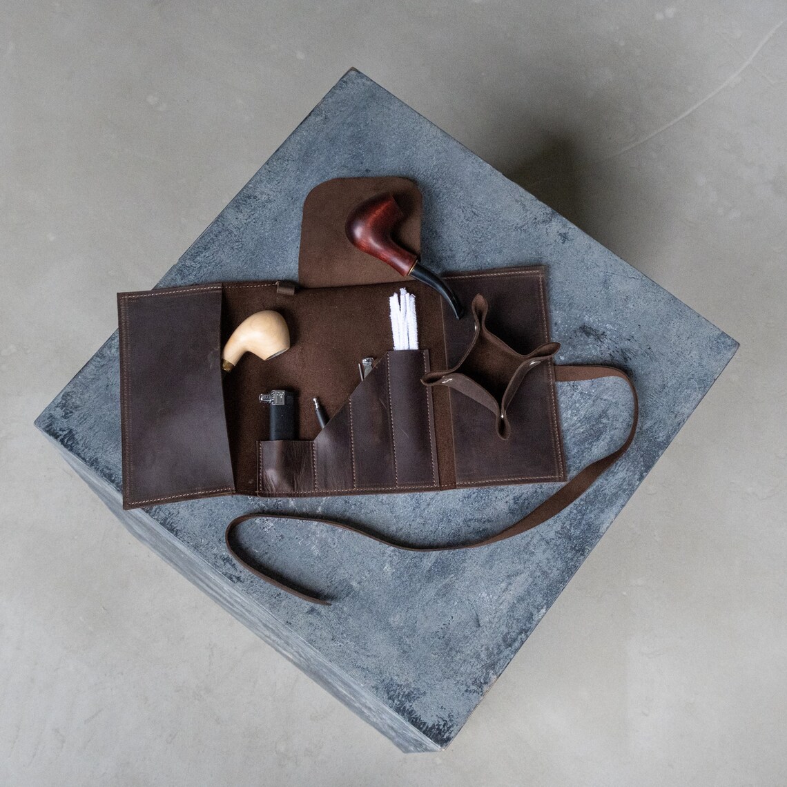 Custom Pipes Roll, Handmade Pipes Case, Leather Tobacco Pouch, Leather ...