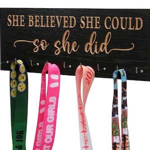 Medal Display Rack With She Believed She Could so She Did, Running ...