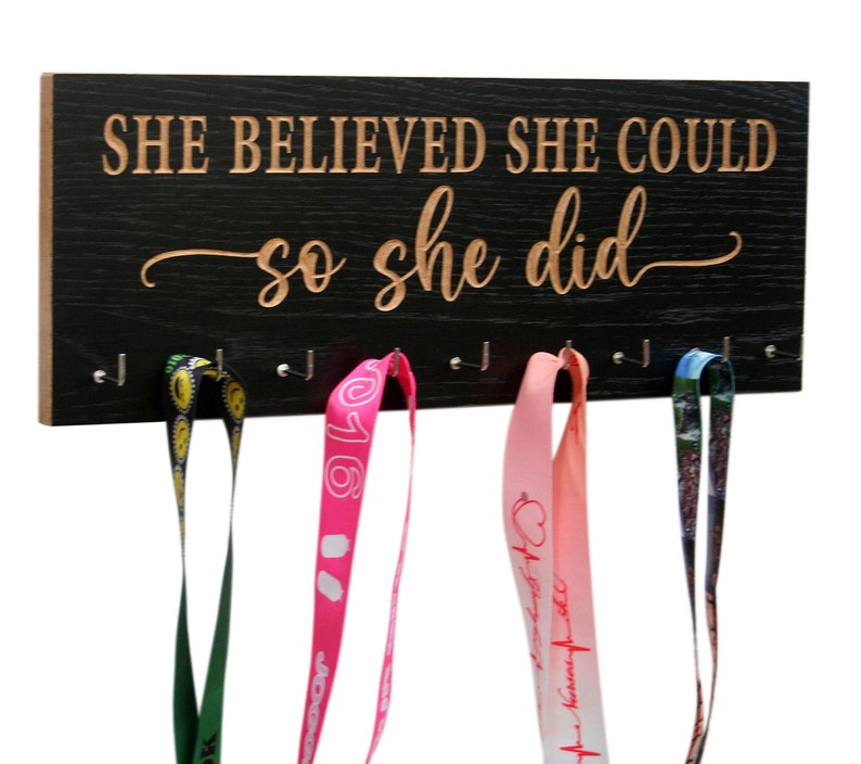 Medal Display Rack With She Believed She Could so She Did, Running ...