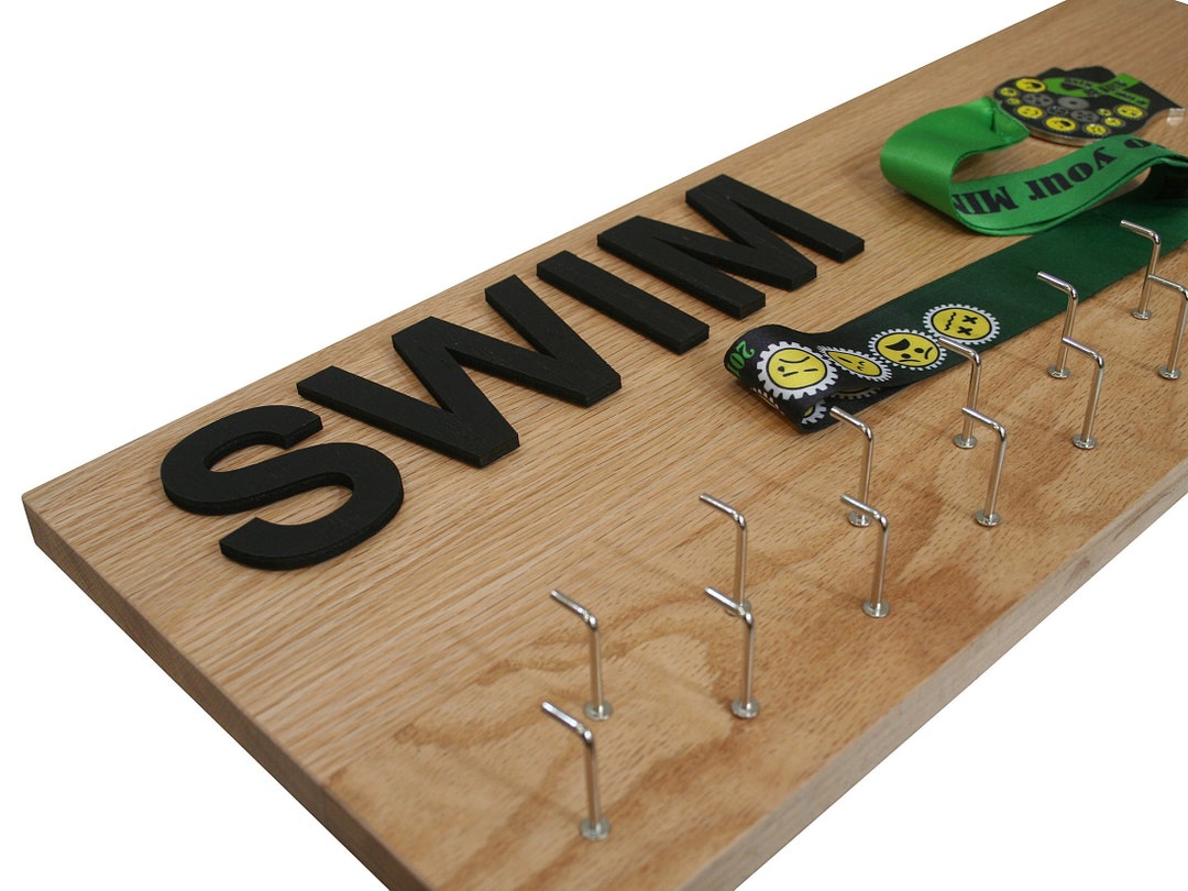 Layered Hardwood Swimming Medal Display - 3D Dimensional Wood Medal ...