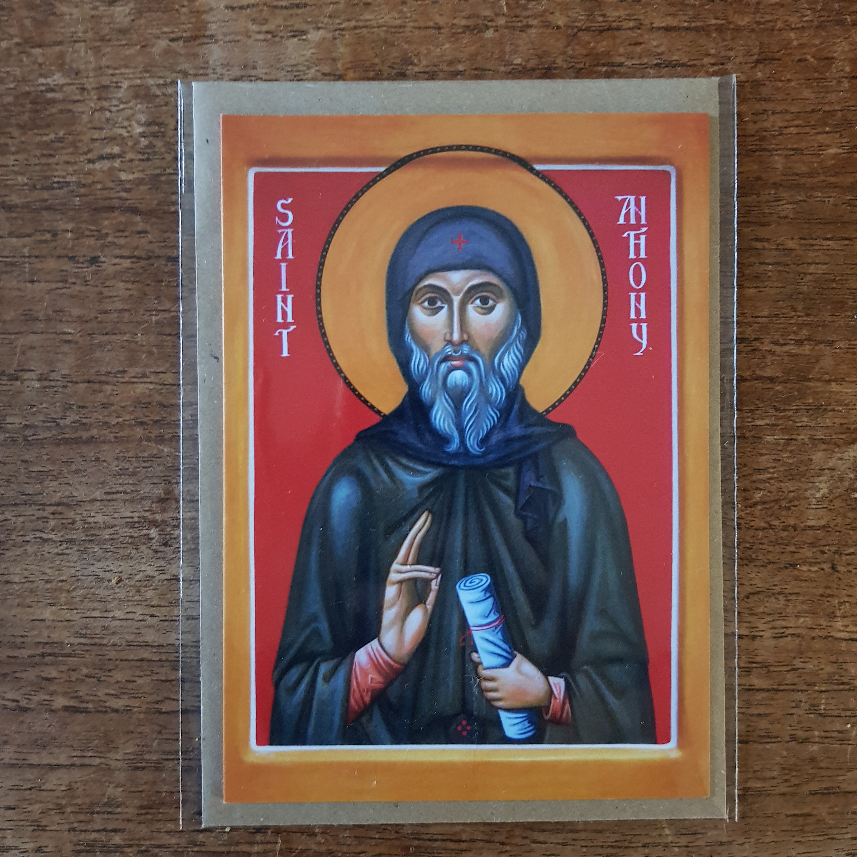 Saint Anthony the Great Icon Greetings Card. Orthodox Byzantine Style ...