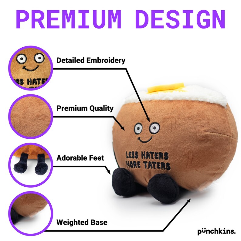 Punchkins Plush Gifts - "less Haters More Taters" Funny Plush Meme ...