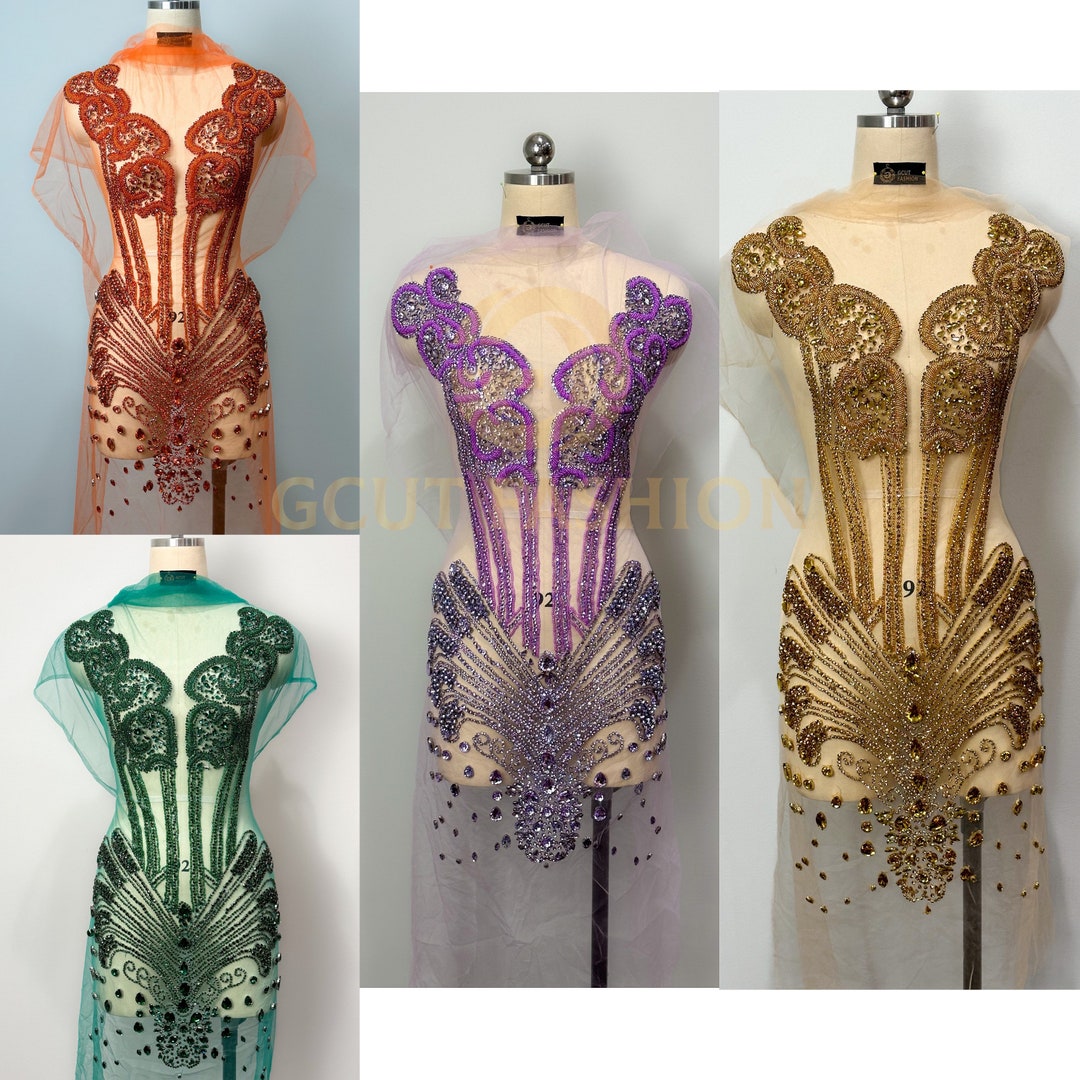 MERIAN Full Bodice Rhinestone Applique - Etsy