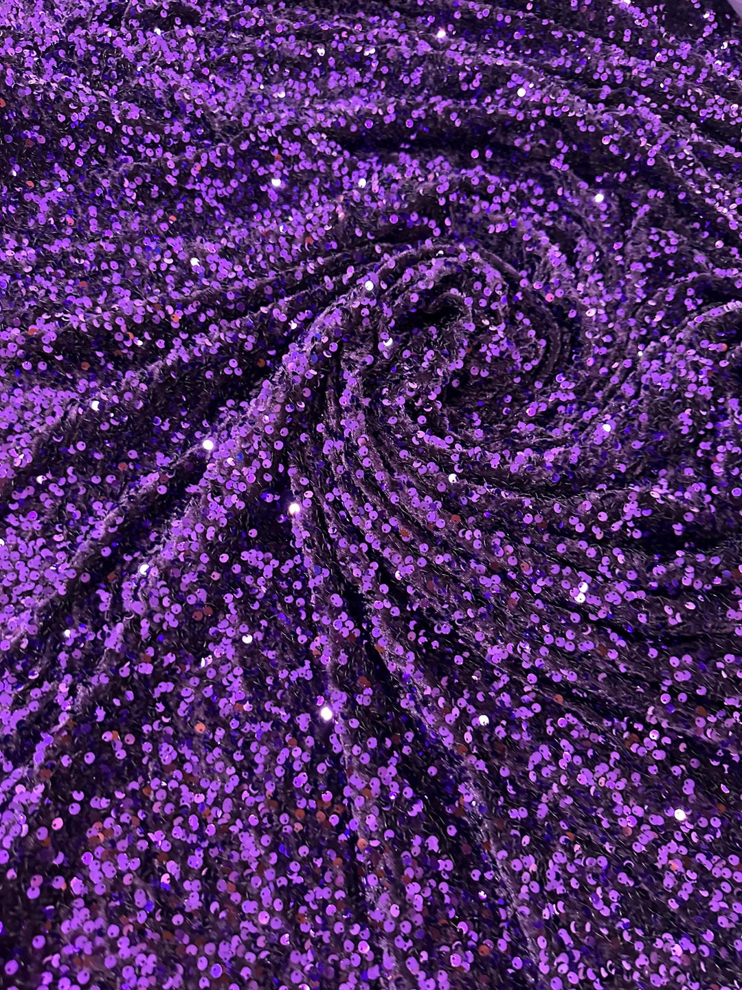 PURPLE Sequins on Stretchy Purple Velvet Fabric - Etsy