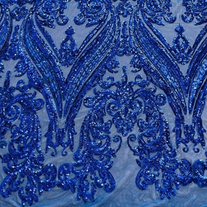 Royal Blue 4 Way Stretch Sequin Lace Fabric - Etsy