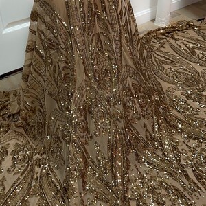 BRONZE Four Way Stretch Sequin Lace Fabric - Etsy