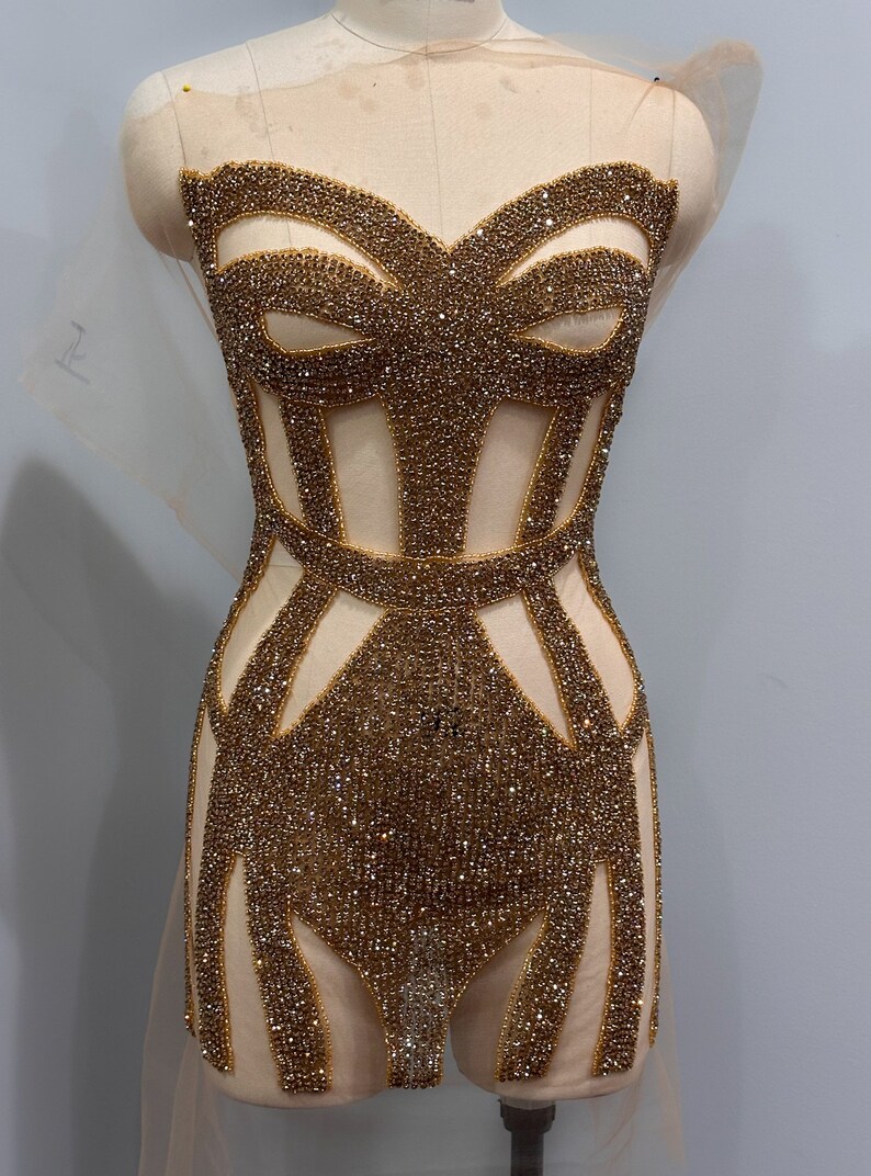 LETIN Full Bodice Rhinestone Applique - Etsy