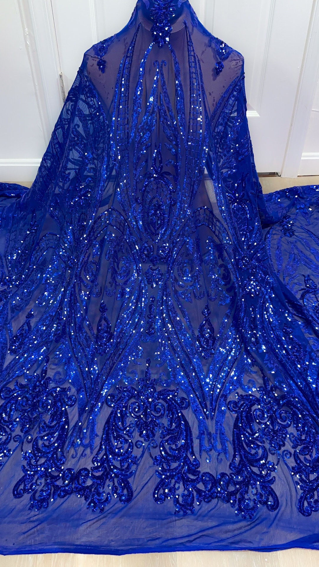 Royal Blue 4 Way Stretch Sequin Lace Fabric - Etsy
