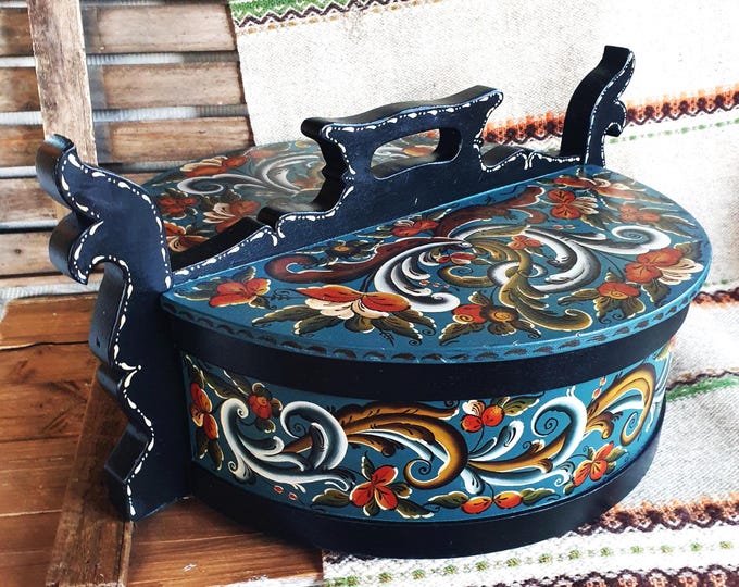 Norwegian Handcrafted Bentwood TINE Box Scandinavian Folk Art ...