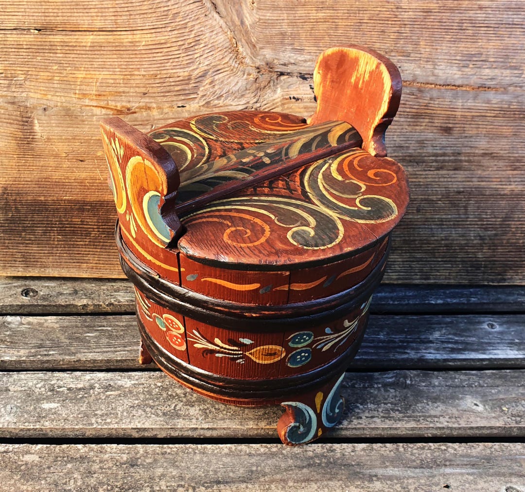 Scandinavian Old Bentwood Butter Bucket Handcarved Nordic Woodwork ...