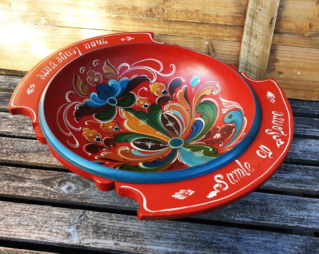 Norwegian Ale Bowl Scandinavian Vintage Folk Art Handpainted Pattern ...
