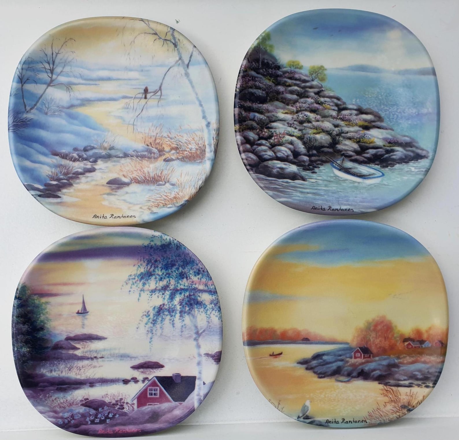 Vintage Arabia Finland 4 Wall Plates Design by Anita Rantanen "four ...