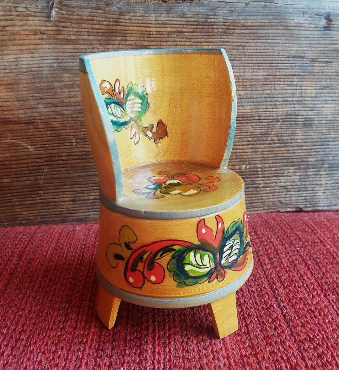 Norwegian Miniature Kubbestol Handcarved Wooden Chair Folk Art Decor ...