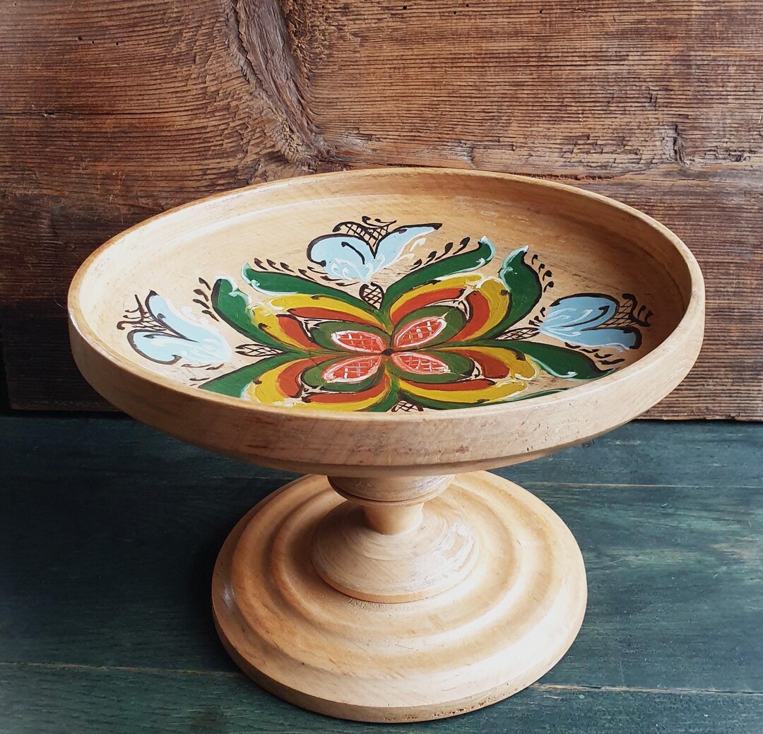 Scandinavian Handcrafted Vintage Wood Cake Stand Norwegian LEFSE ...