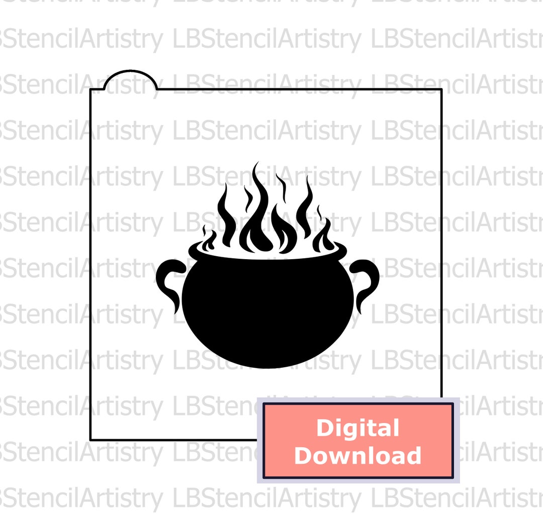 Halloween Cauldron Cookie Stencil .svg File - Etsy