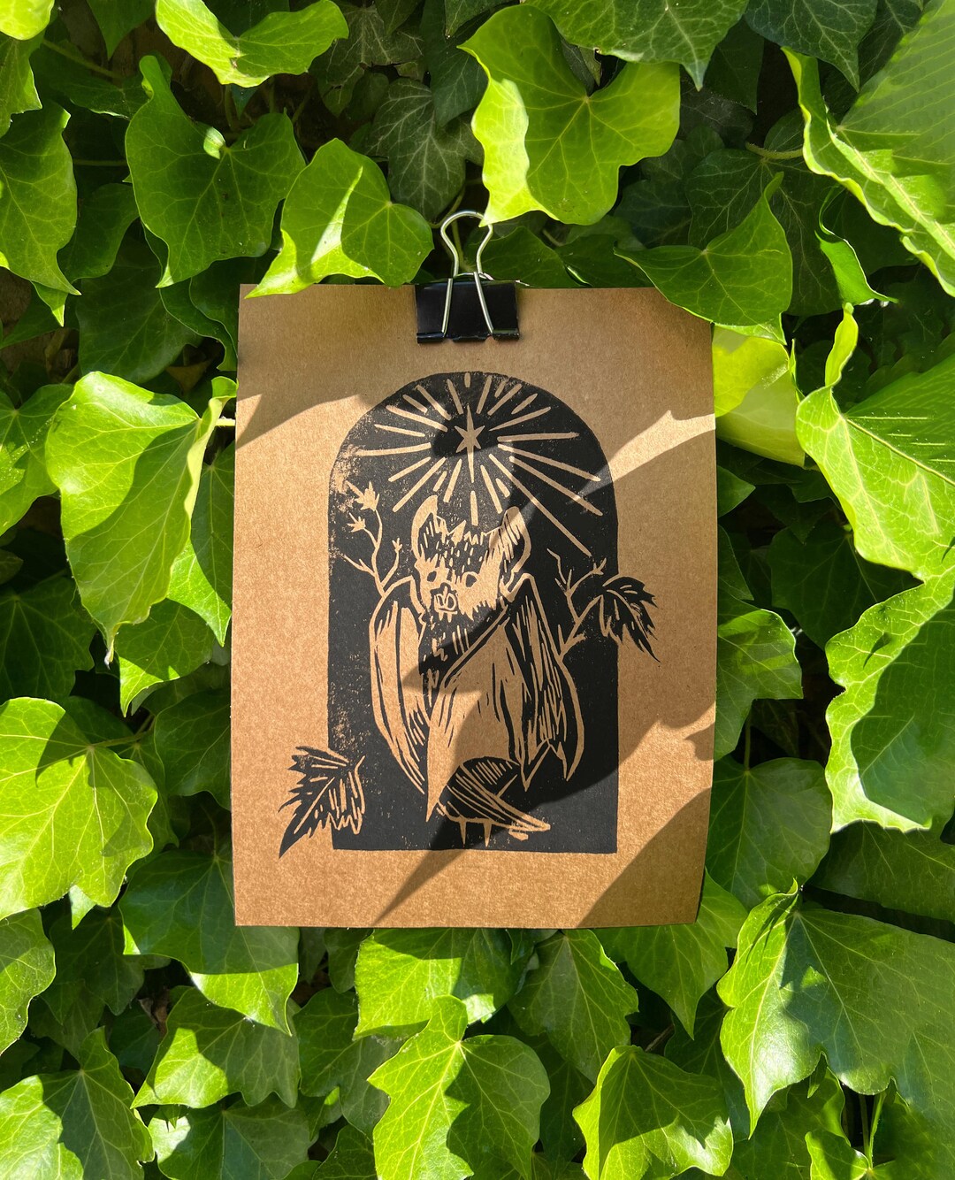 Bat Linocut Print | Wall Art | Illustration | High Quality Print ...