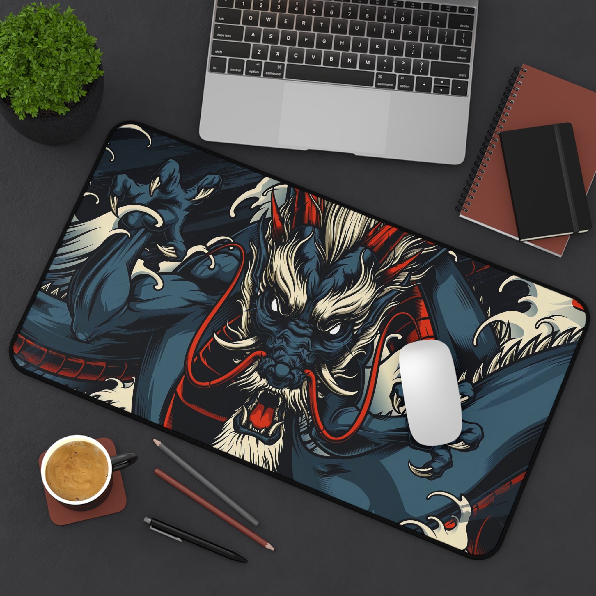 Green Chinese Dragon Desk Mat | Sea Angry Scary Horror Roar Designed ...