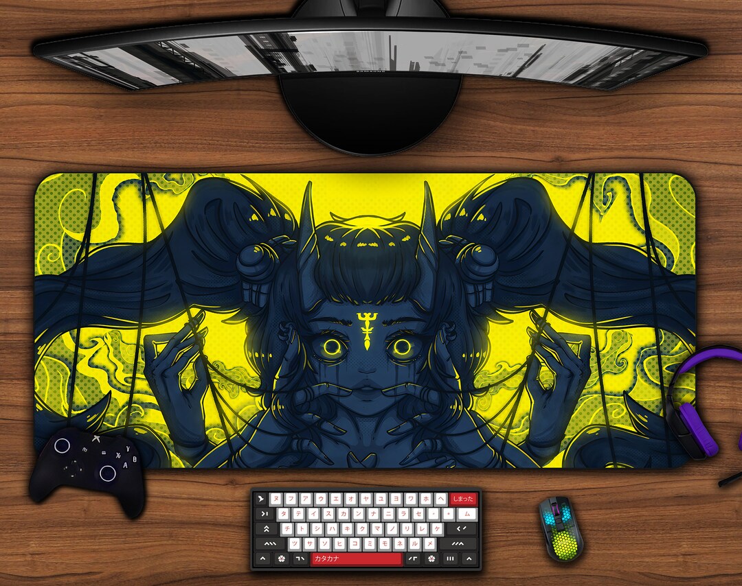 Cyber Yellow Desk Mat Robot - Etsy