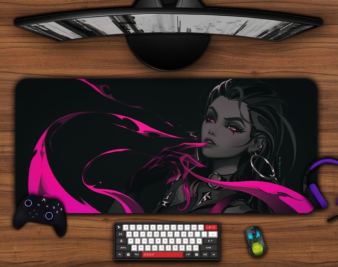Reyna Retro Waifu Anime Desk Mat Cyberpunk Neon Waifu - Etsy