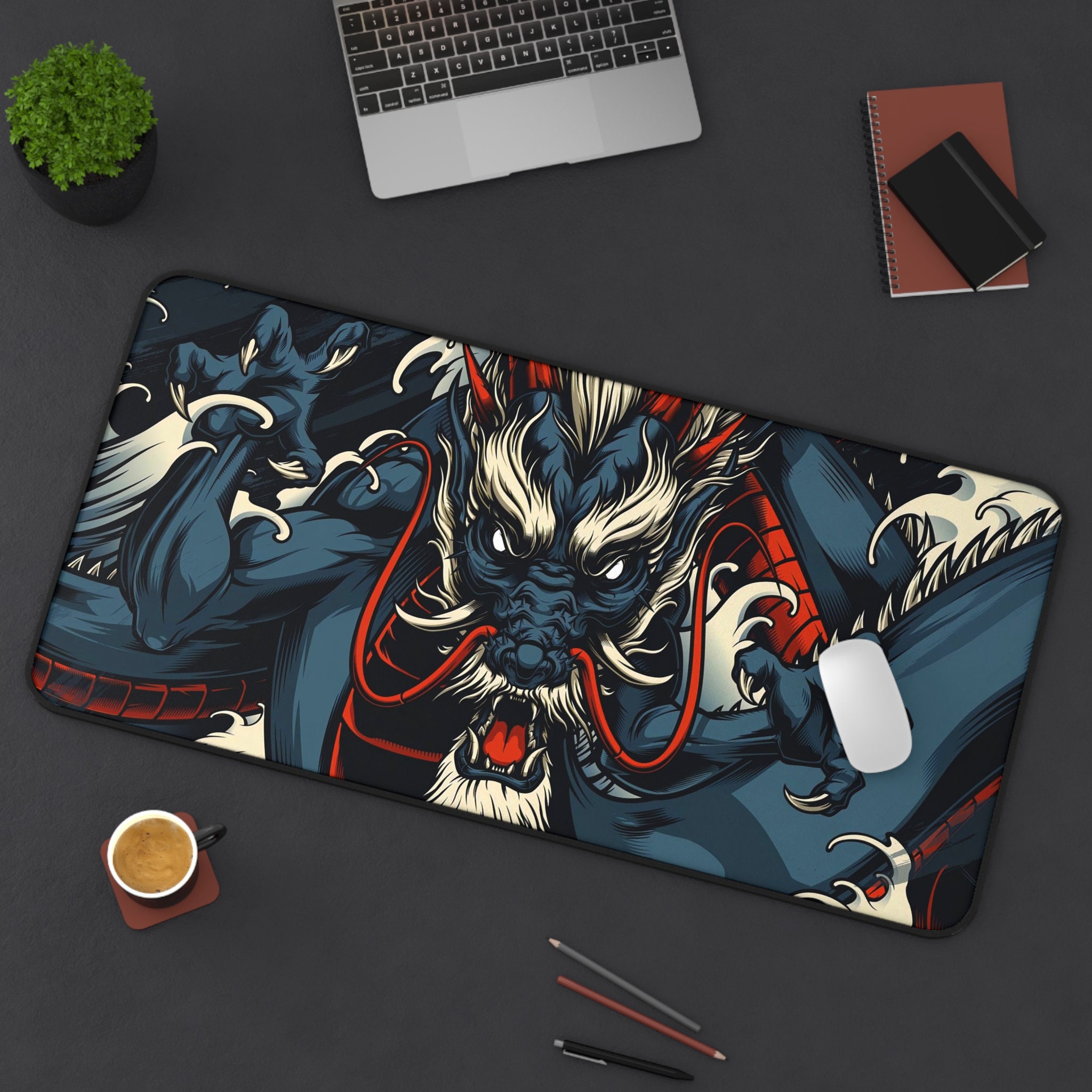 Green Chinese Dragon Desk Mat | Sea Angry Scary Horror Roar Designed ...