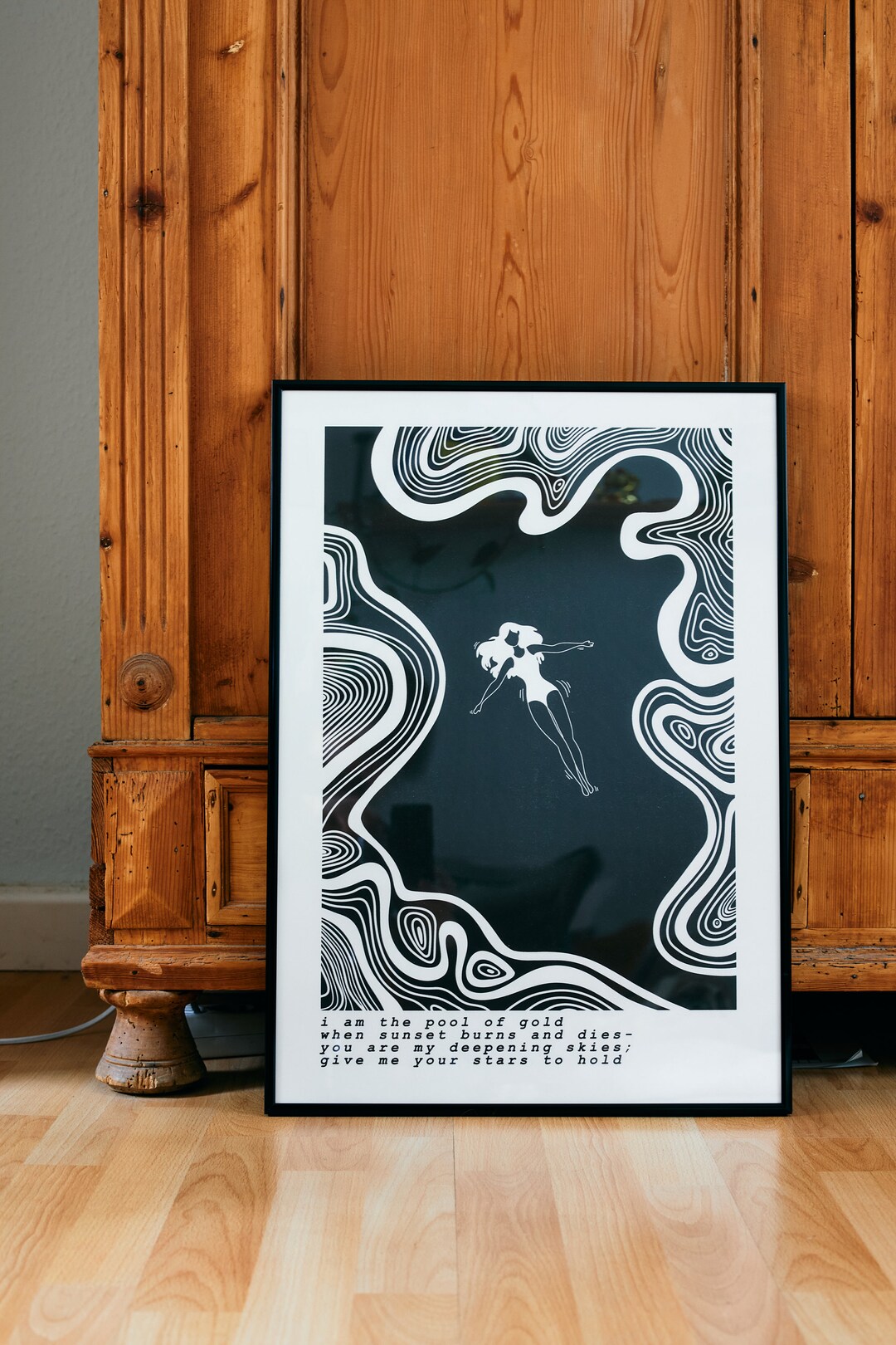 Risography Art Print pool of Gold A2 Black 1st Edition - Etsy