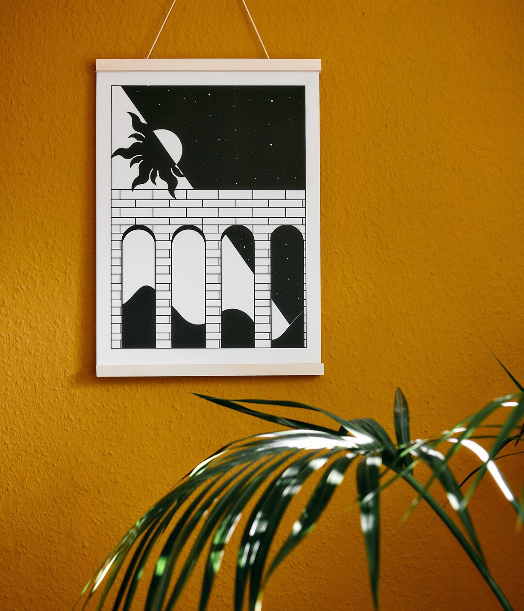 Risography Art Print "sun and Moon" A3 Black 1st Edition - Etsy