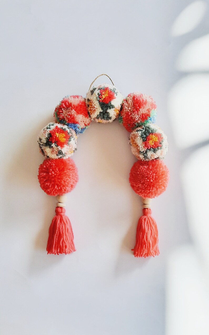 Pom Pom Tassel Wall Hanging Decoration Floral Pom Poms Ll - Etsy UK