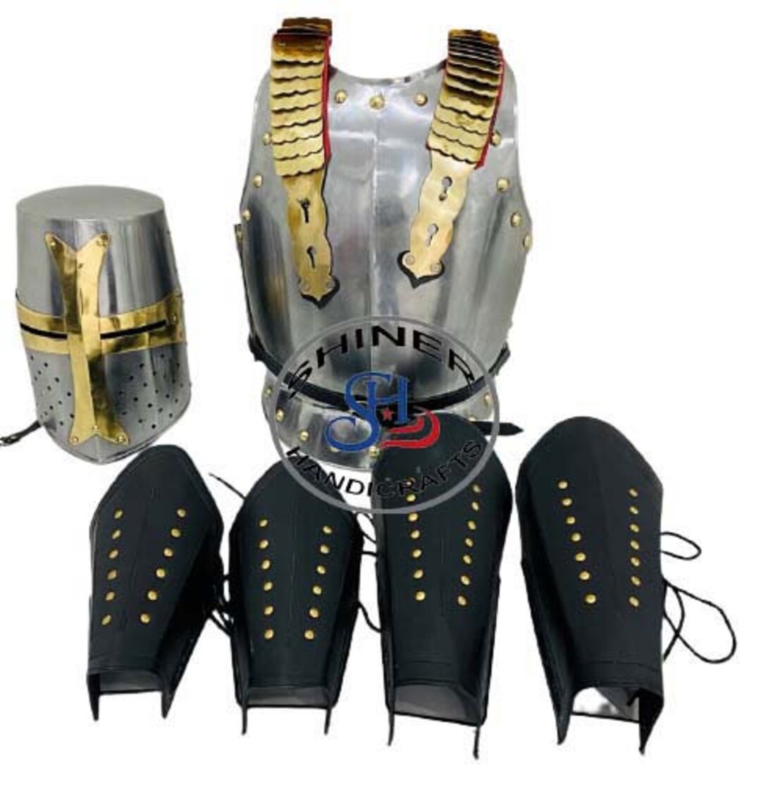 Medieval Steel Templar Jacket ,leg Arm Knight Crusader Combat Half Body ...
