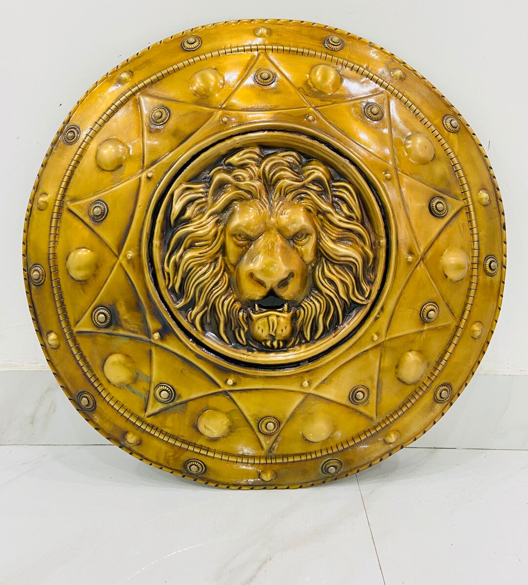 Medieval Lion Shield X-mas Cosplay Brass Antique Shield Dragon Shield ...