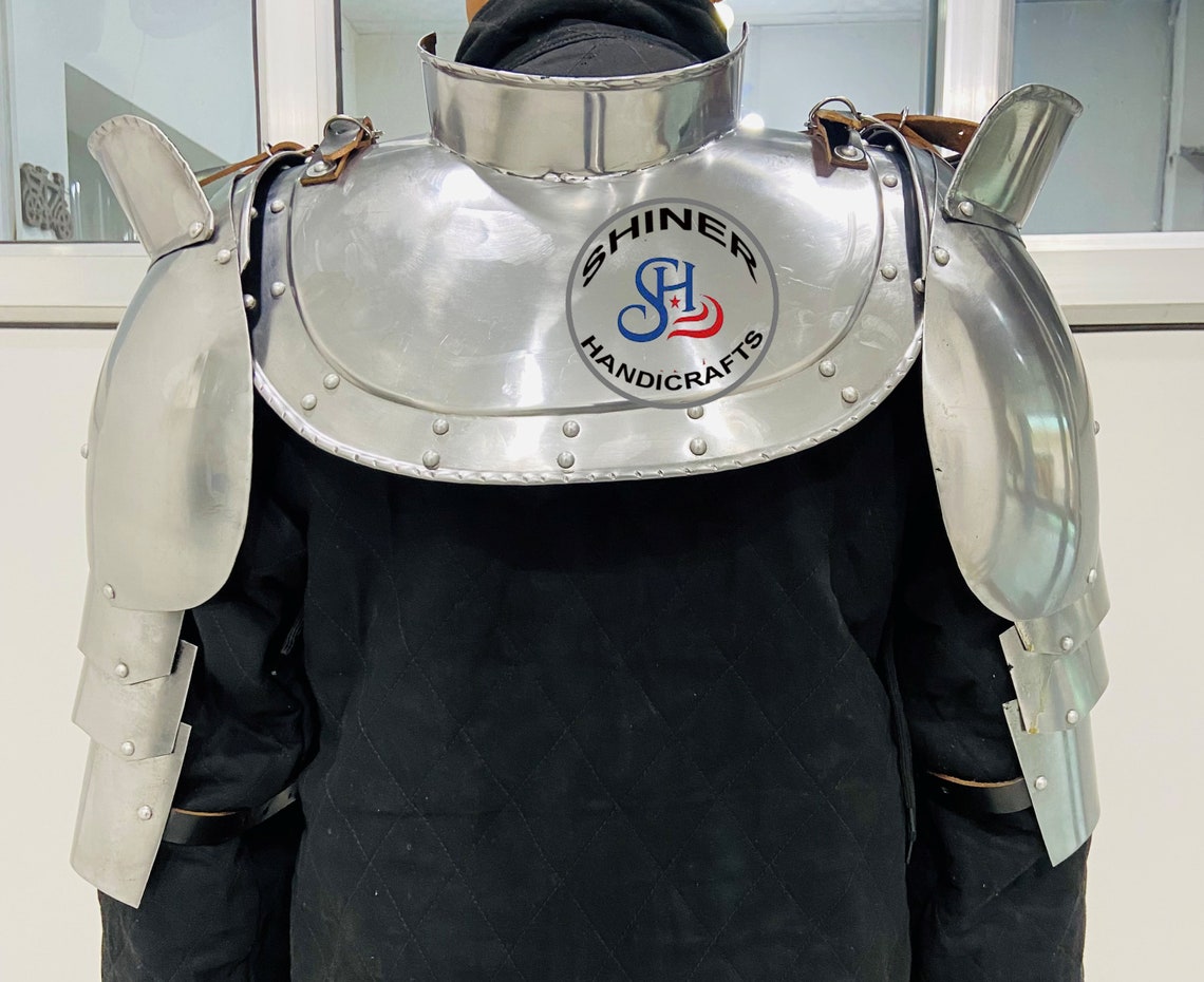 Medieval Steel Gothic Neck Guard Shoulder Armour With Pauldrons Larp ...