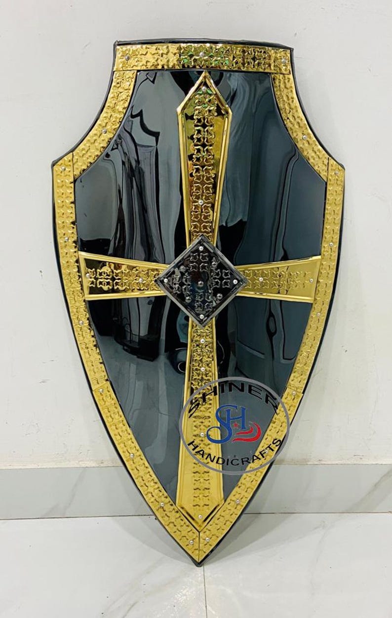 Medieval Antique Stainless Steel Knights Templar Shield Viking Battle ...